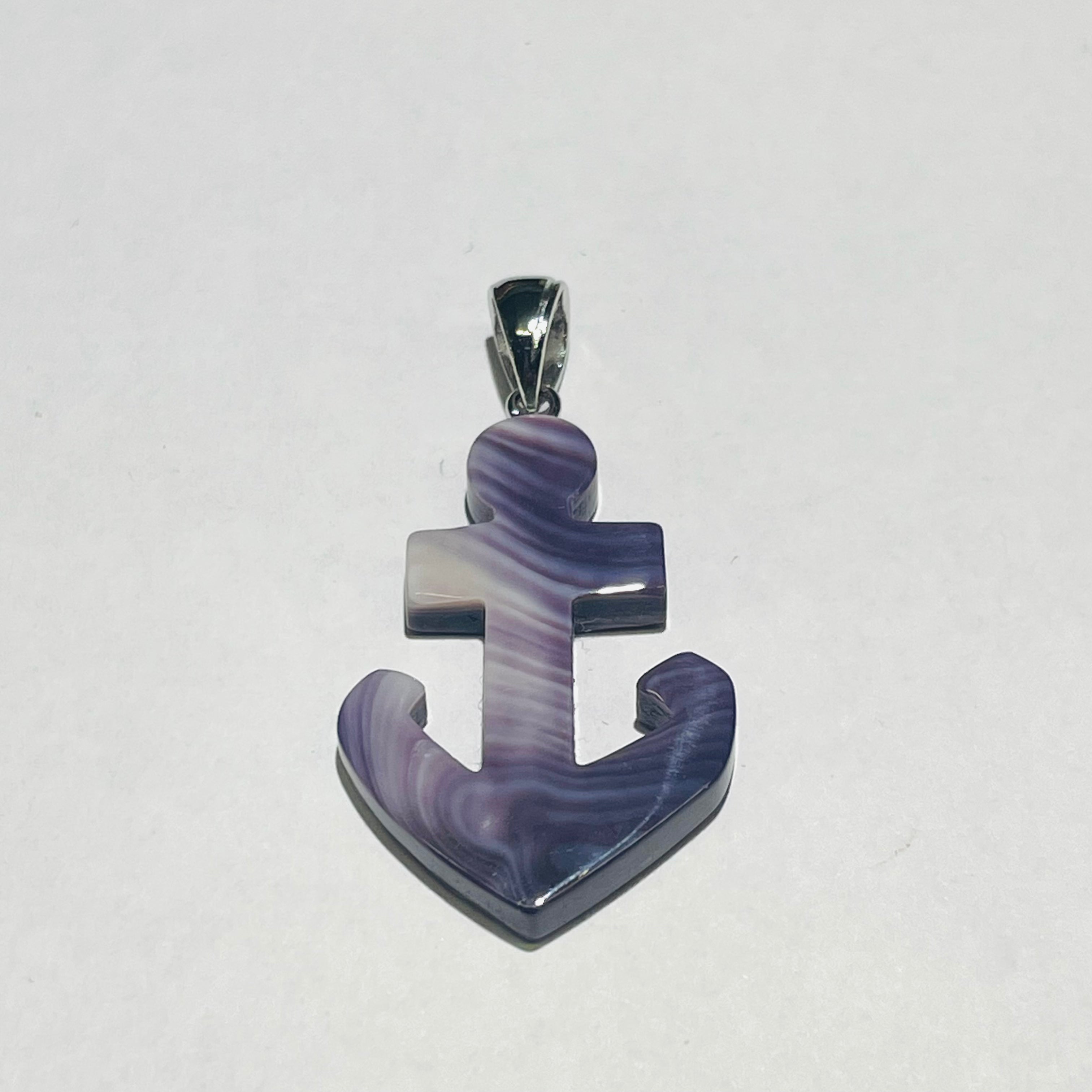 P3375 Anchor Wampum Natural Sterling Silver Wampum Pendant – Wampum World